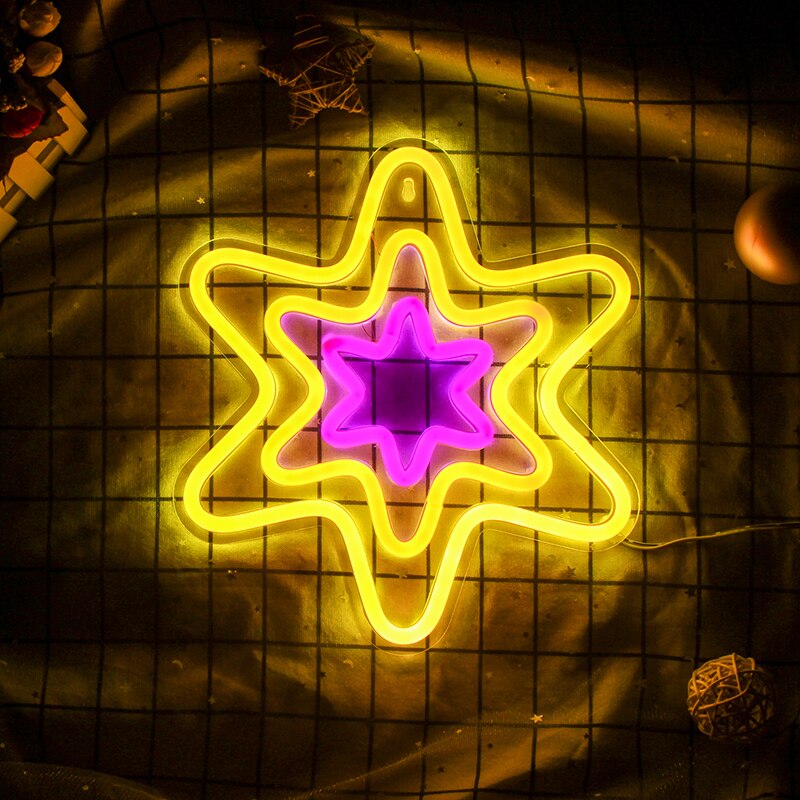 ineonlife Hexagonal Star Shaped LED Neon Light Wal... – Grandado