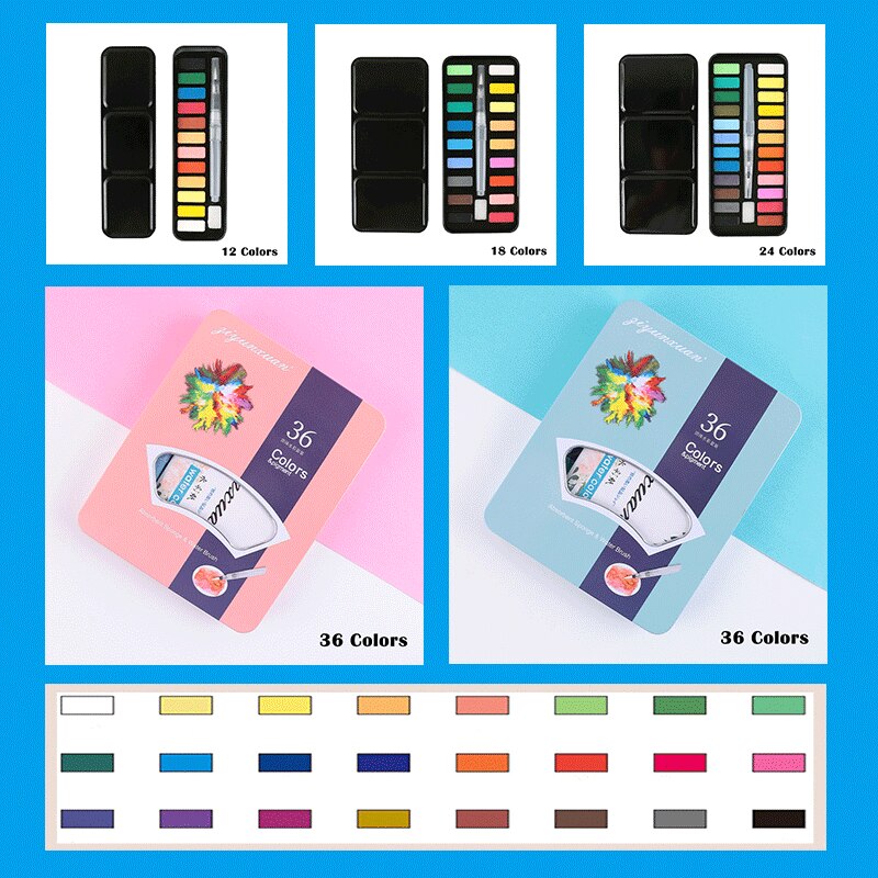 12/18/24/36 Portable Watercolor Set With Water Bru... – Grandado