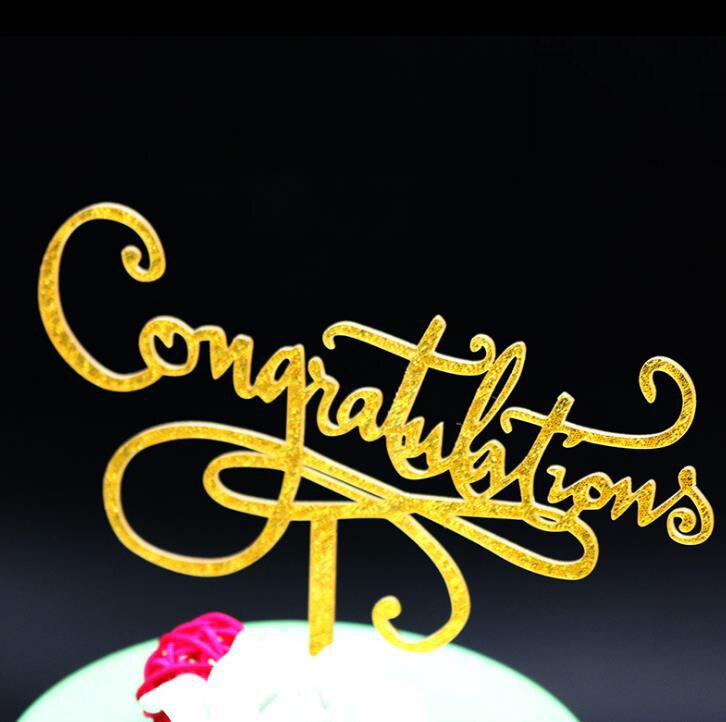 1 Pcs Glitter Gold Letter Congratulations Acrylic ... – Grandado