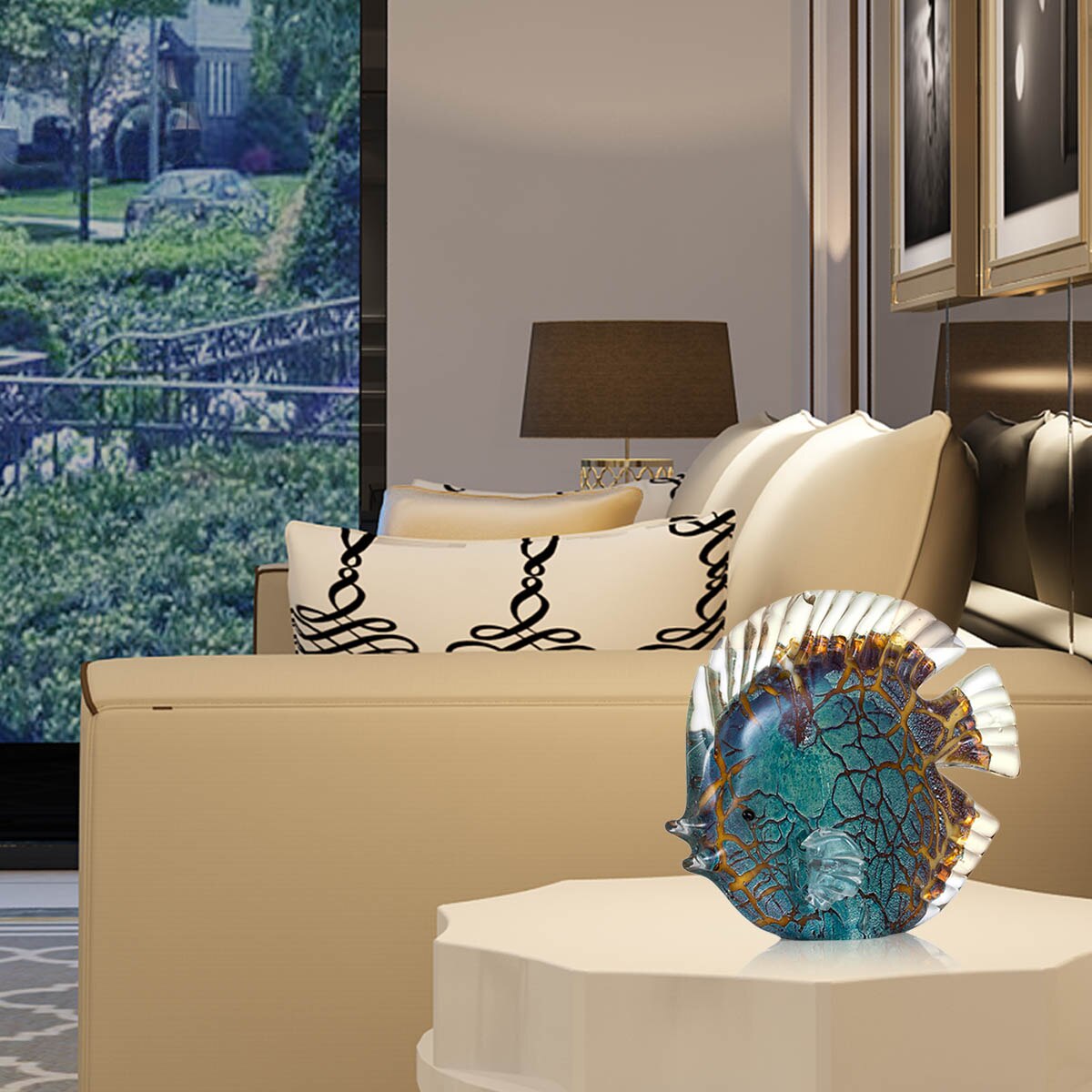 Tooarts Colorful Spotted Tropical Fish Glass Sculp... – Grandado