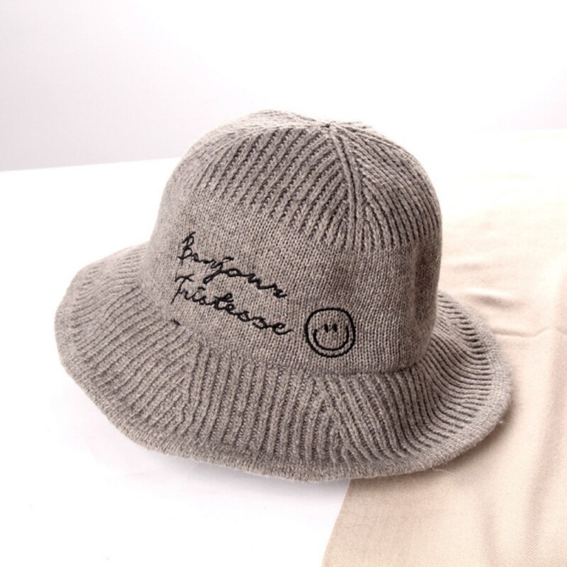 Bucket Hats Autumn Winter Embroidery Smile Letter ... – Grandado