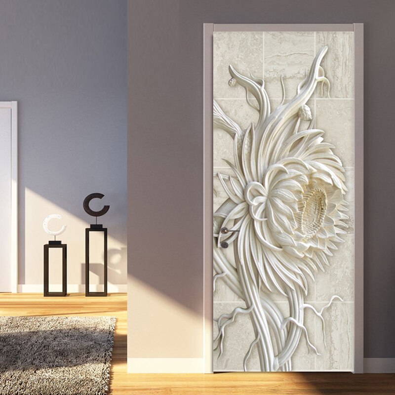 PVC Door Sticker 3D Embossed Sandstone Texture Sto... – Grandado