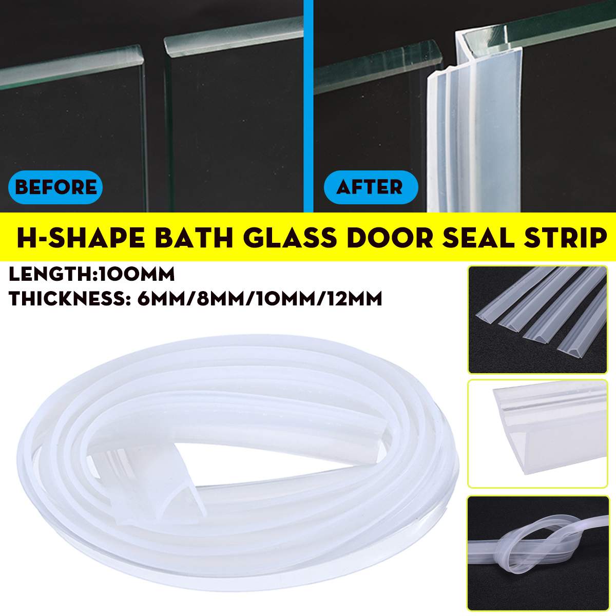 1M 6-12mm H F U Shape Glass Door Seals Silicone Ru... – Grandado