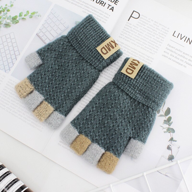 Wool Knitted Half-finger Mittens Men Fingerless Mi... – Vicedeal