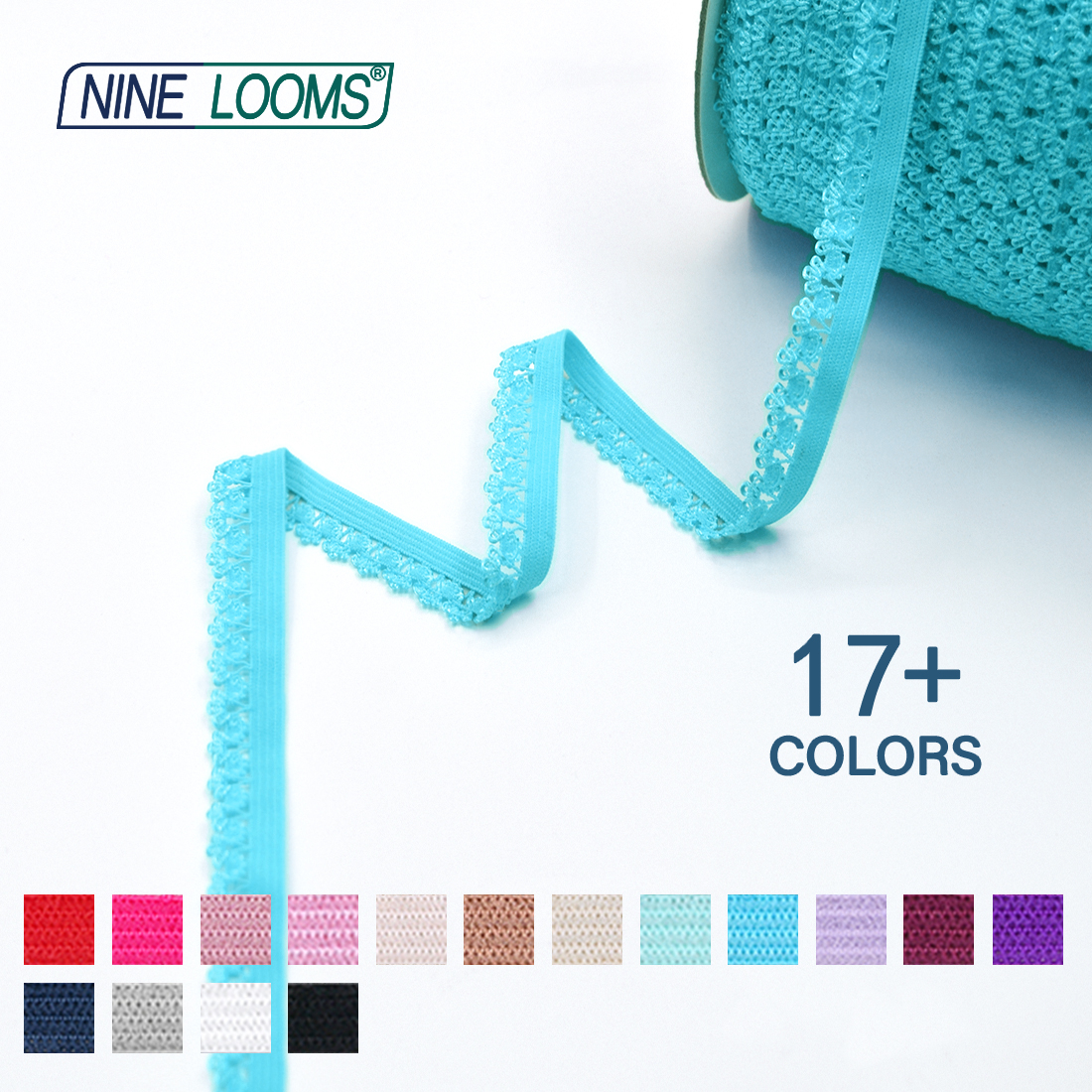 NINE LOOMS Crown Picot Loop Lace Trim elásticos 1/... – Grandado