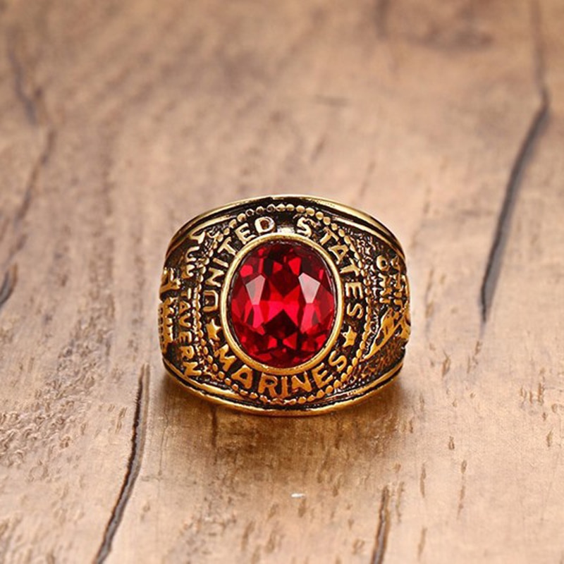 Vintage Style Gold Color Red Crystal Titanium Stai... – Grandado