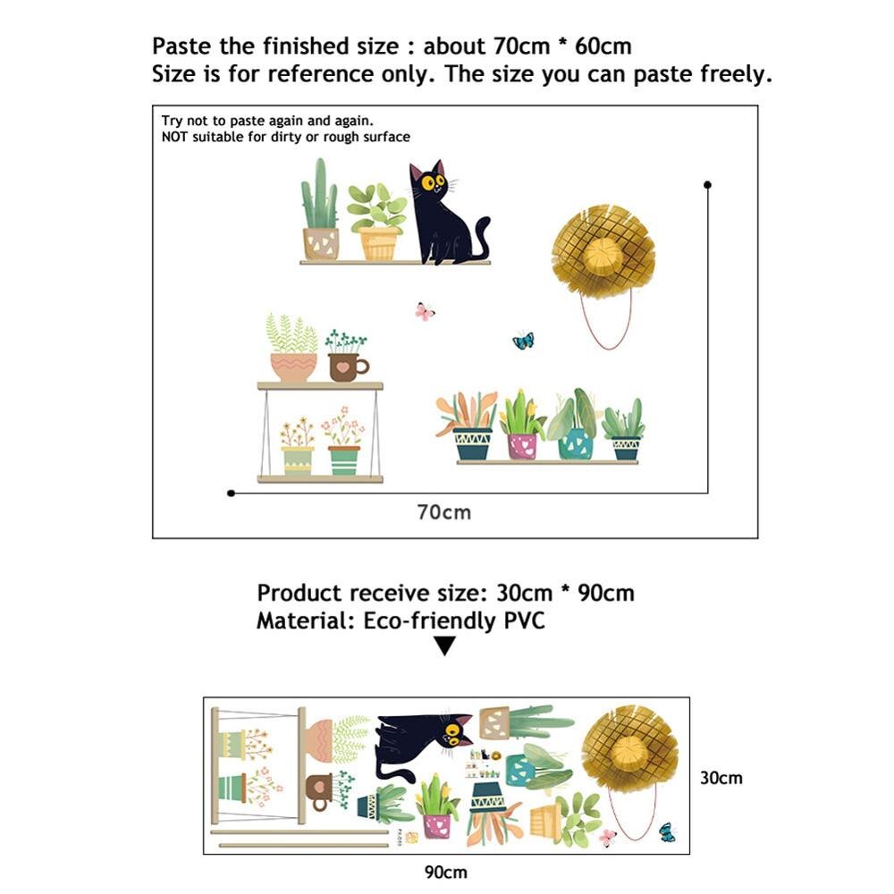 Cute Kitten flower pot wall stickers living room b... – Grandado