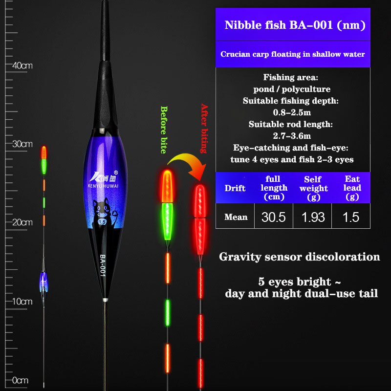 Smart fiskeri led lys flyder 1 stk udstyr inklusiv... – Grandado