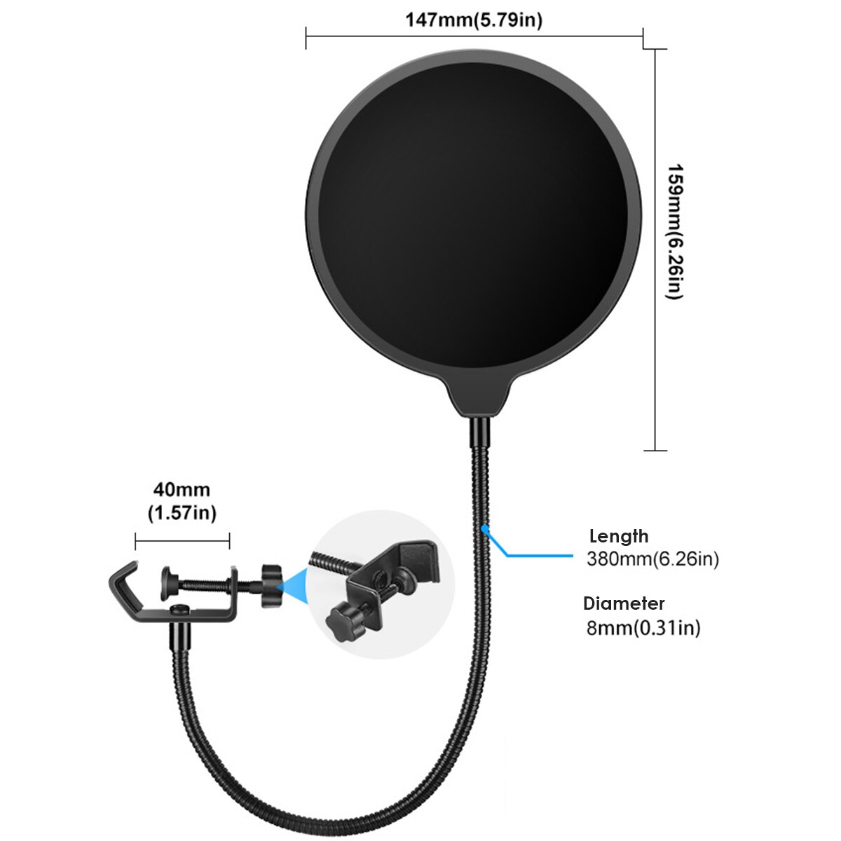 Dual-Layer Microphone Pop Filter with Flexible Met... – Grandado