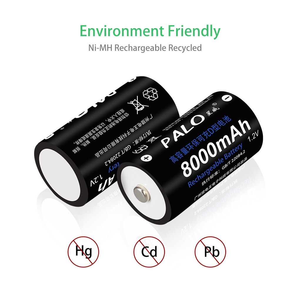 PALO 1-8 pcs D size rechargeable battery type D LR... – Grandado