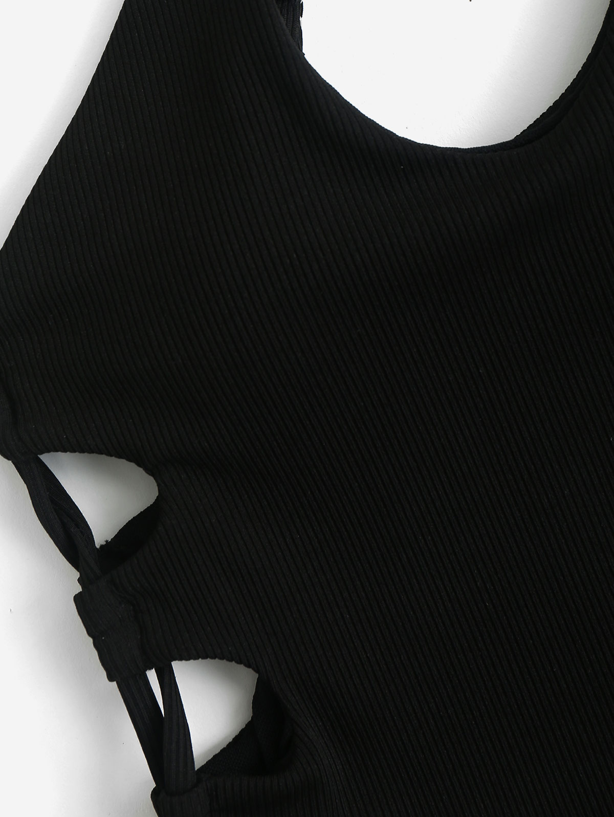 Zaful Ribbed One Shoulder Lace Up High Leg One-Pie... – Grandado