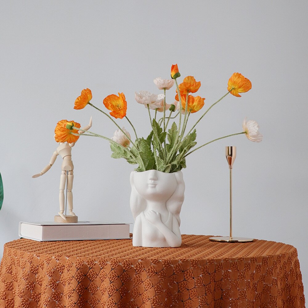 Ceramic Vase Ceramic Cartoon Girl Flower Pot Half ... – Grandado