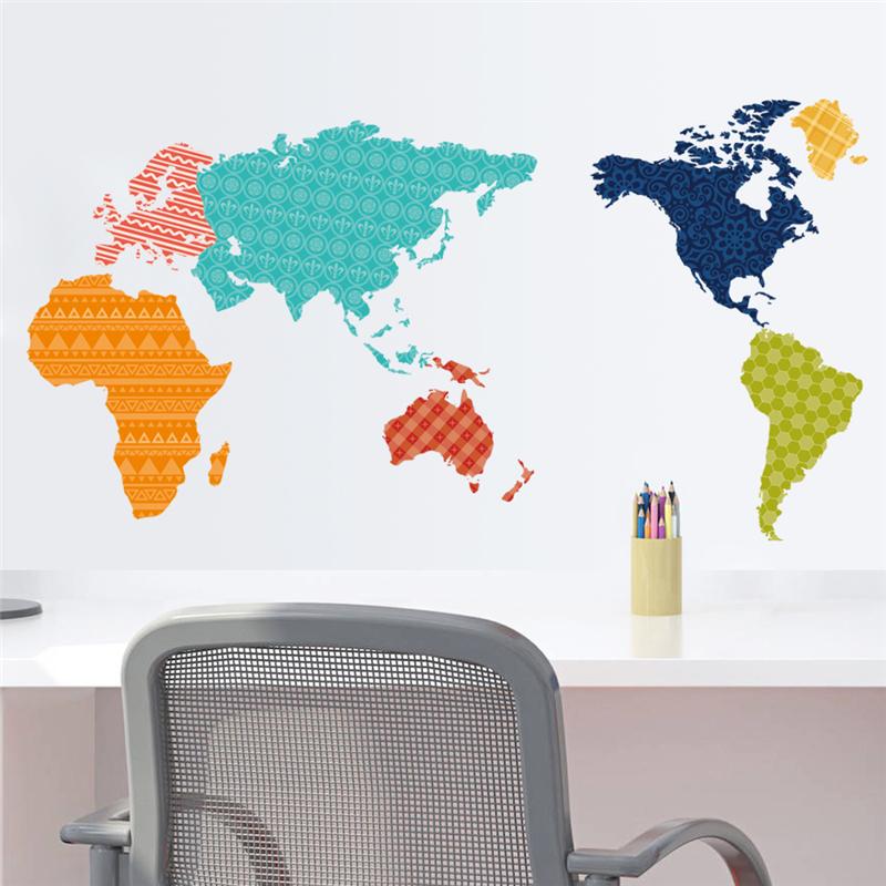 Colorful Plates Map Of World Wall Sticker For Offi... – Grandado
