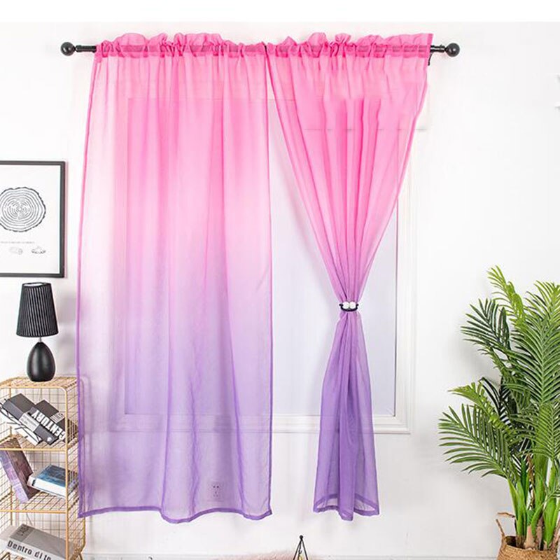 Purple Gradient Color Tulle Curtains for Living Ro... – Grandado