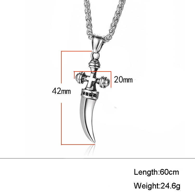 Silver Color Cross Dagger Pendant Men's Necklace C... – Grandado