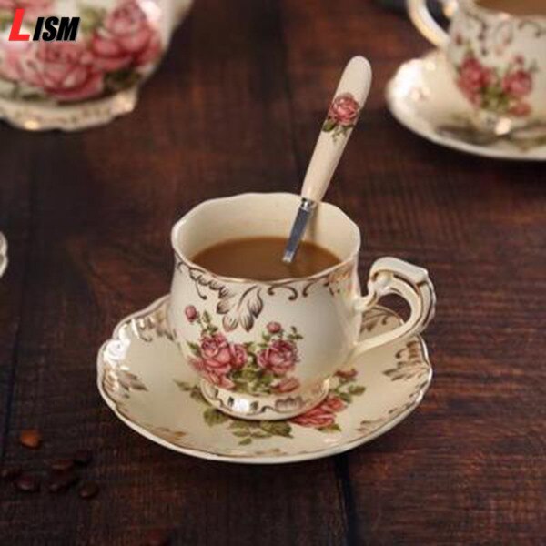 Ceramic Cups And Saucers Bone China Tea Cup Set Fl... – Grandado
