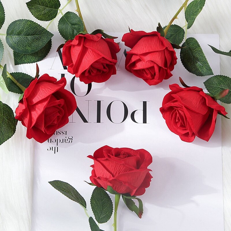 10Pcs Real Touch Rose Flowers Flannel Flower Bouqu... – Grandado