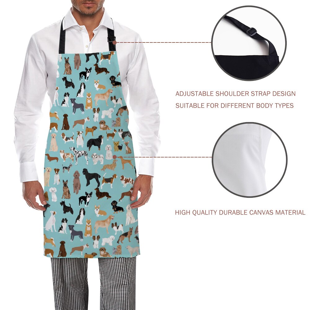 Dogs Pattern Mint Dog Breeds Cartoon Apron Cooking... – Grandado
