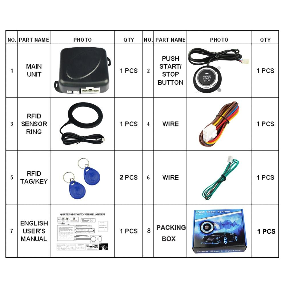 12V Car Smart Alarm System Push Engine Start Stop ... – Grandado