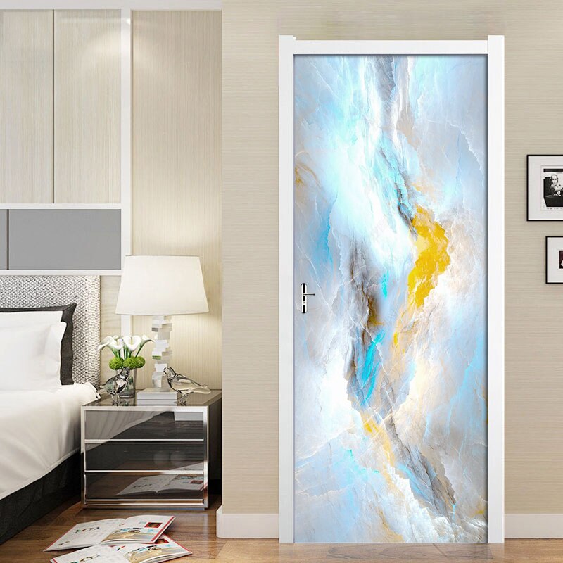 DIY Door Sticker Abstract Colorful Cloud Marble Te... – Vicedeal