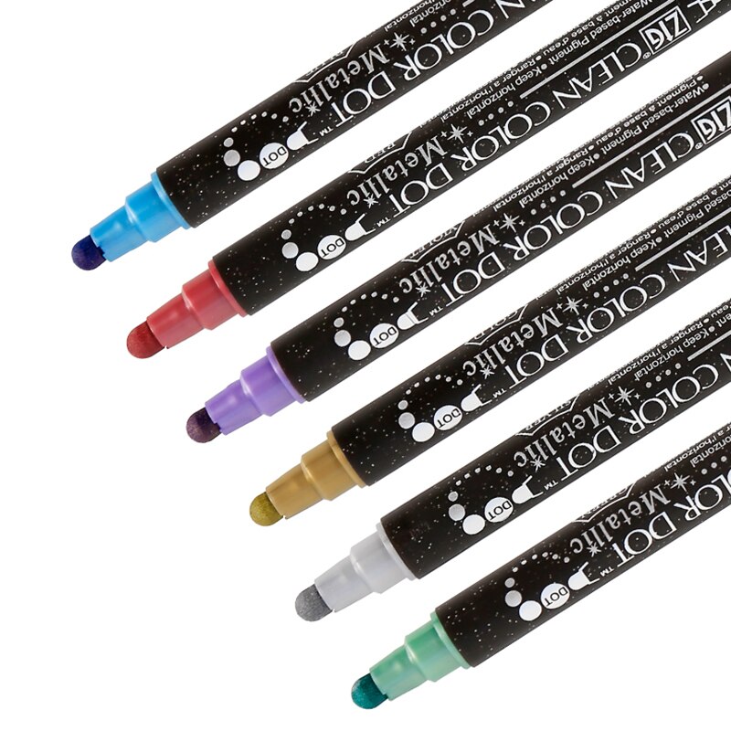 6colors ZIG Kuretake Clean Color Dot Marker Pen Me... – Grandado