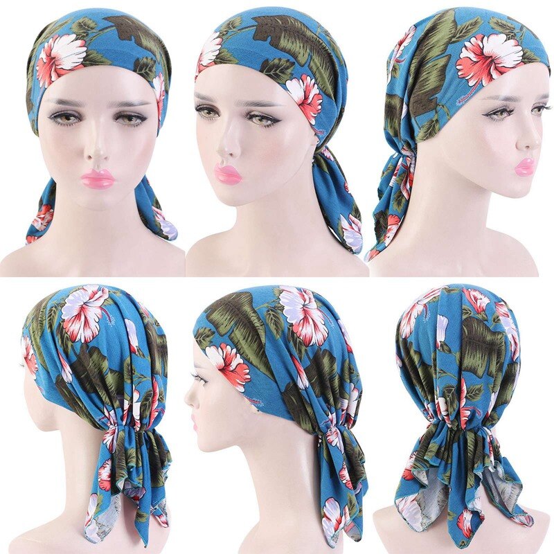 Stretch cotton print turban hat braid toe cap fema... – Vicedeal