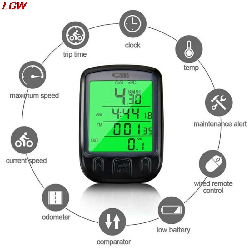 Bike Speedometer Bike Waterproof LED Speedometer O... – Vicedeal