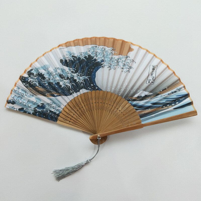 Japanese hand Fan Ukiyoe Surfing Sea Wave Kanagawa... – Vicedeal
