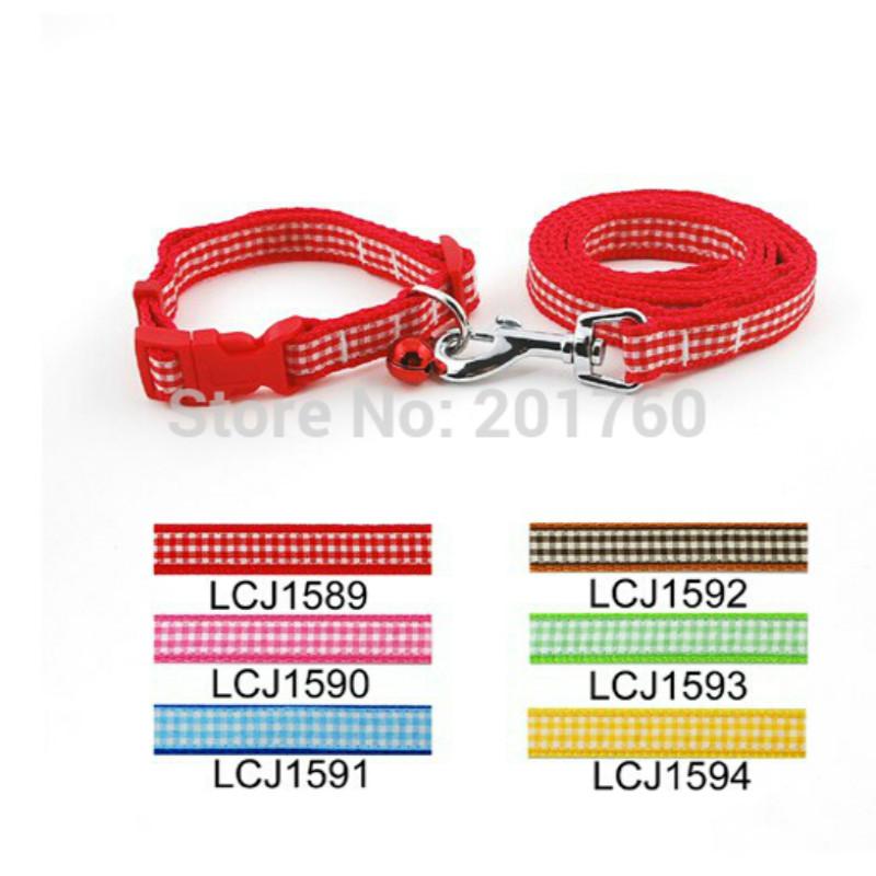 1.5cm Pet Dog Checkers Print Collar Leash Lead Set... – Vicedeal