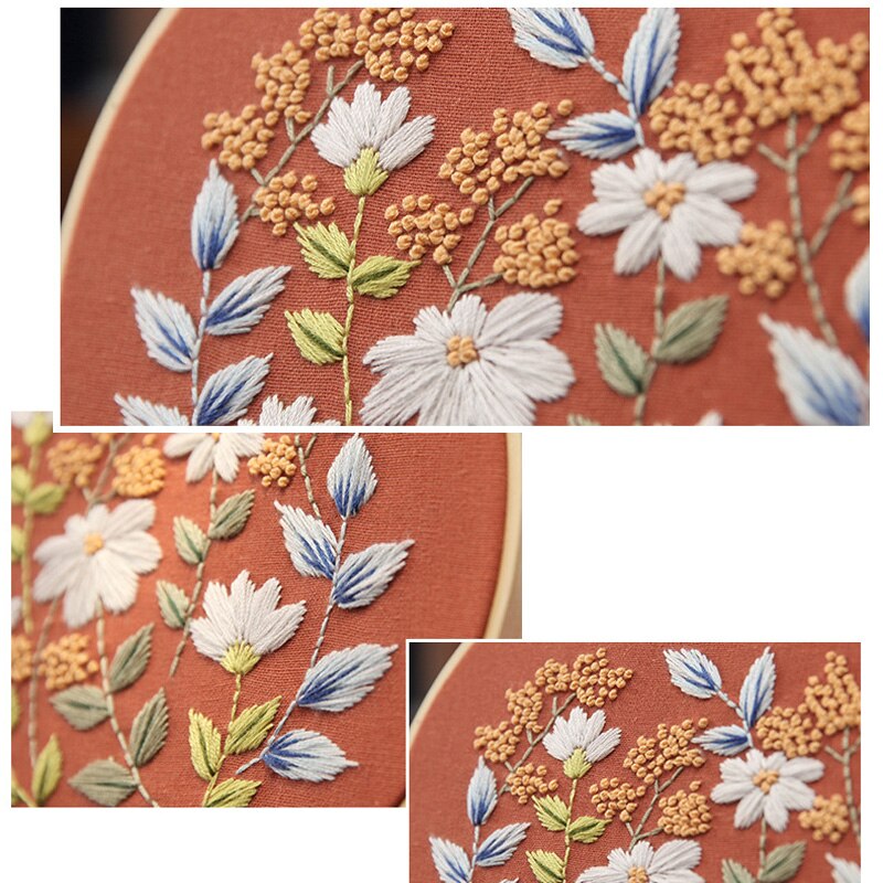 Easy Flower Printed DIY Embroidery Kit with Hoop N... – Grandado