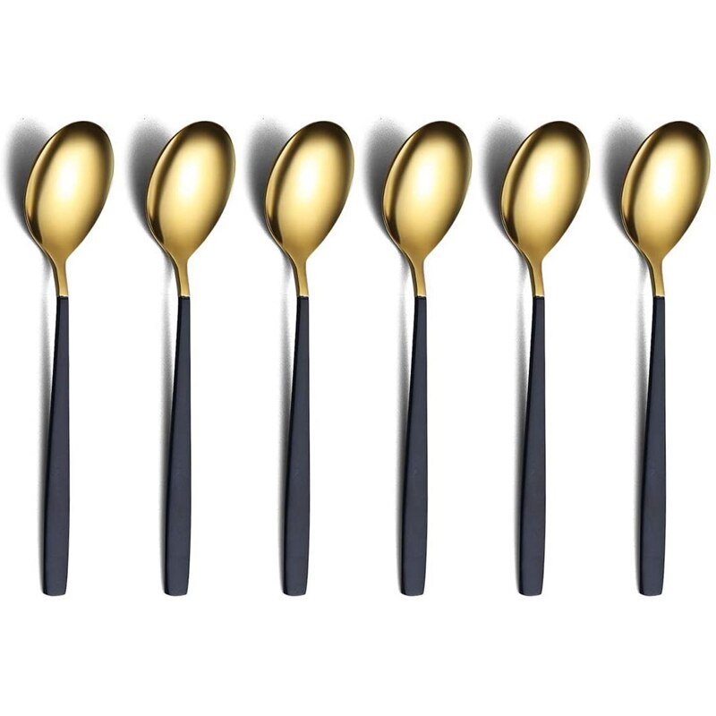 6 Black and Gold Electroplated Coffee Spoons, Mode... – Vicedeal