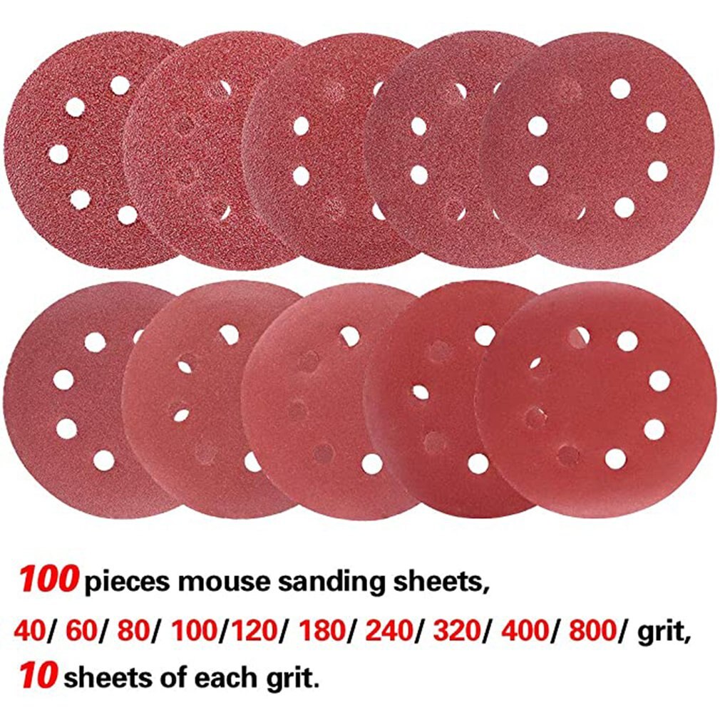 100 stk slibeskive sortiment 5 tommer 8 huller stø... – Grandado