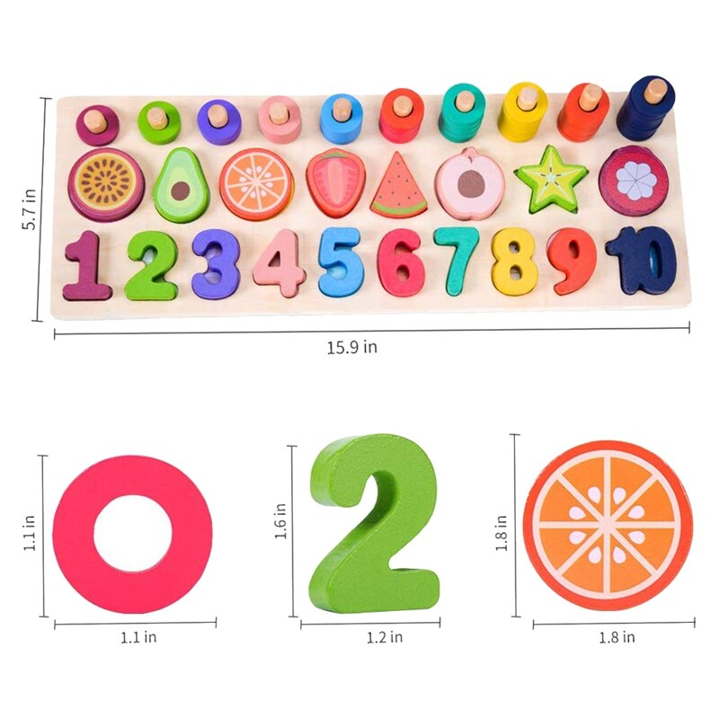 Counting Shape Stacker Wood Sorting Puzzles Toys P... – Grandado