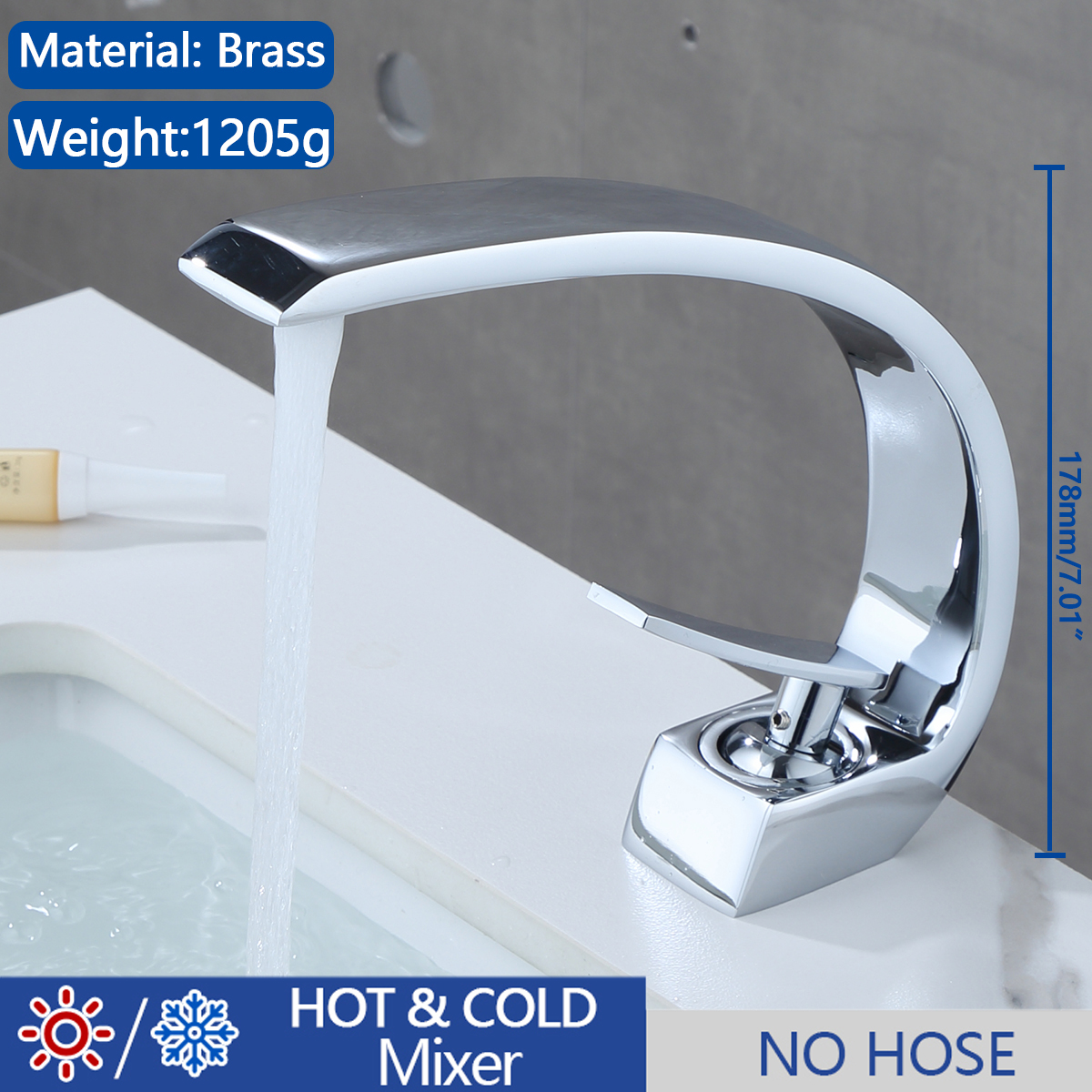 Basin Faucet Modern Bathroom Mixer Tap Black/Plati... – Vicedeal