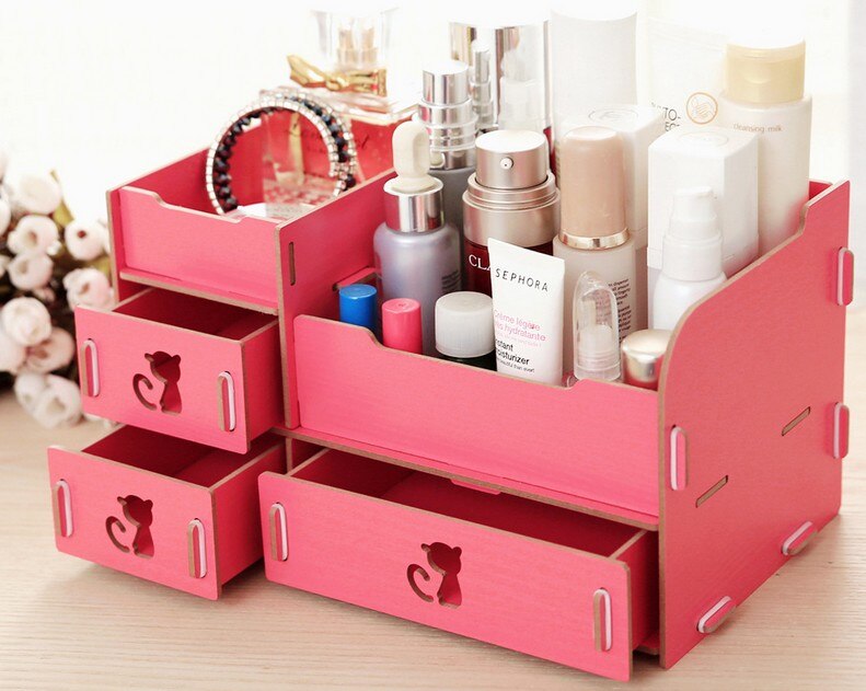 DIY Desktop Storage Cute Cat Display Boxes Makeup ... – Grandado