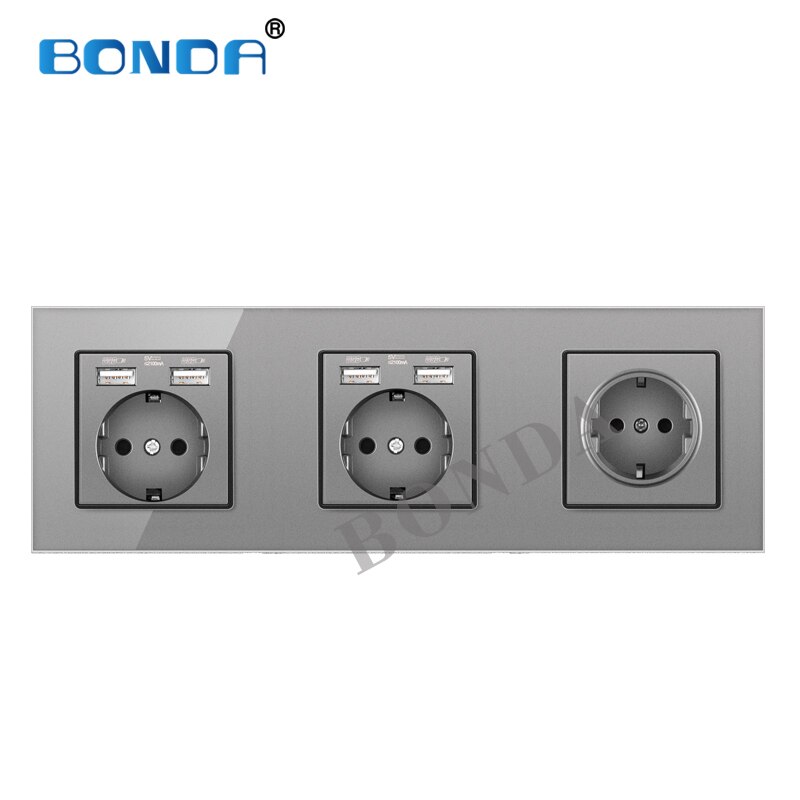 BONDA EU Standard 16A Wall Socket Crystal Tempered... – Grandado