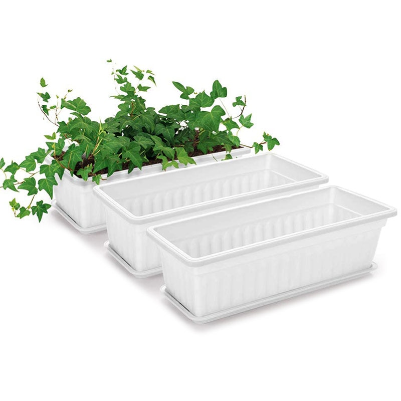 3 pakker 17 inches hvid blomstervindue kasse plast... – Grandado