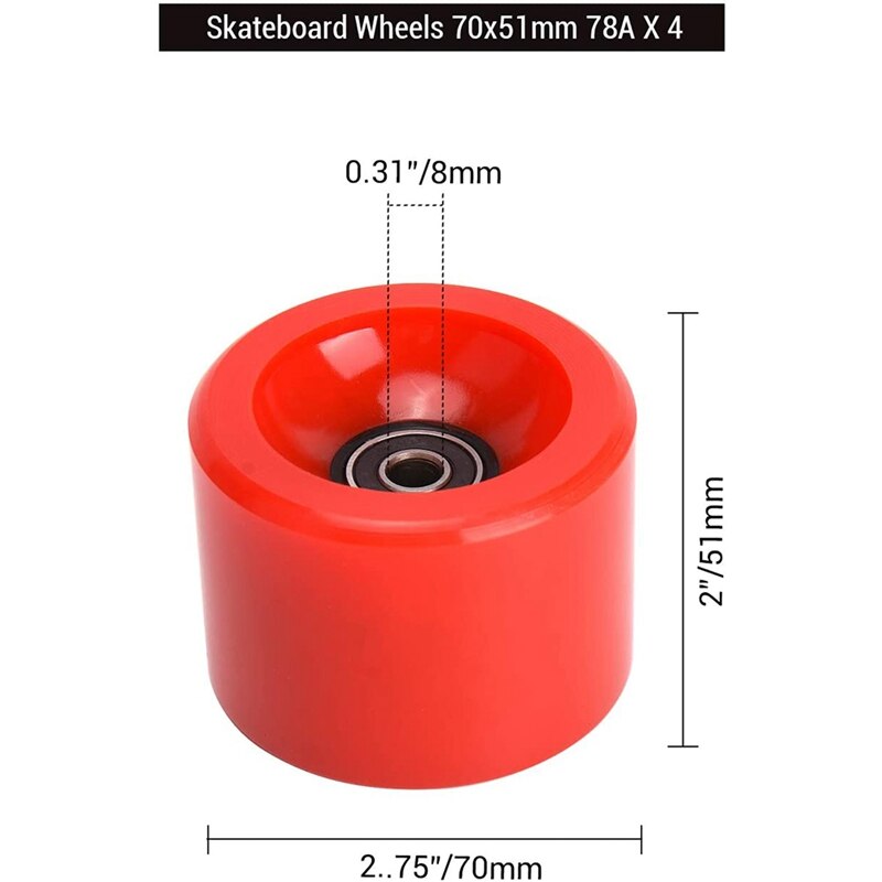 TopSet of 4 Wheels 70mm 78A Offset Hub Solid Longb... – Grandado