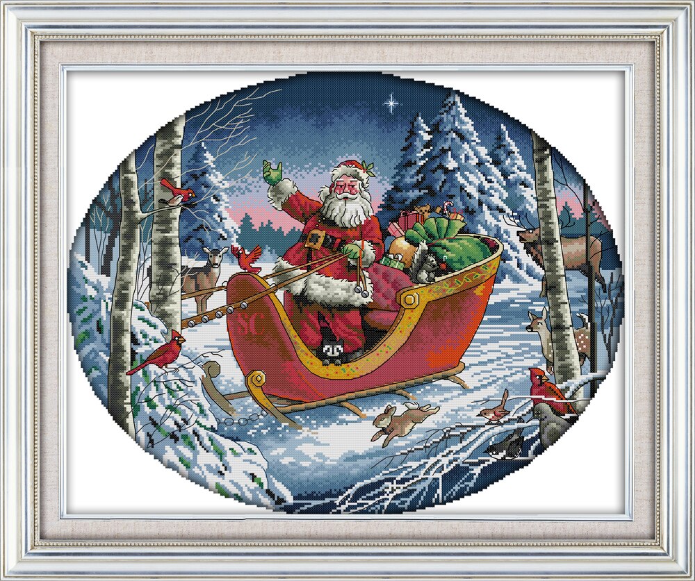 Santa Claus cross stitch kit cartoon Christmas sno... – Grandado
