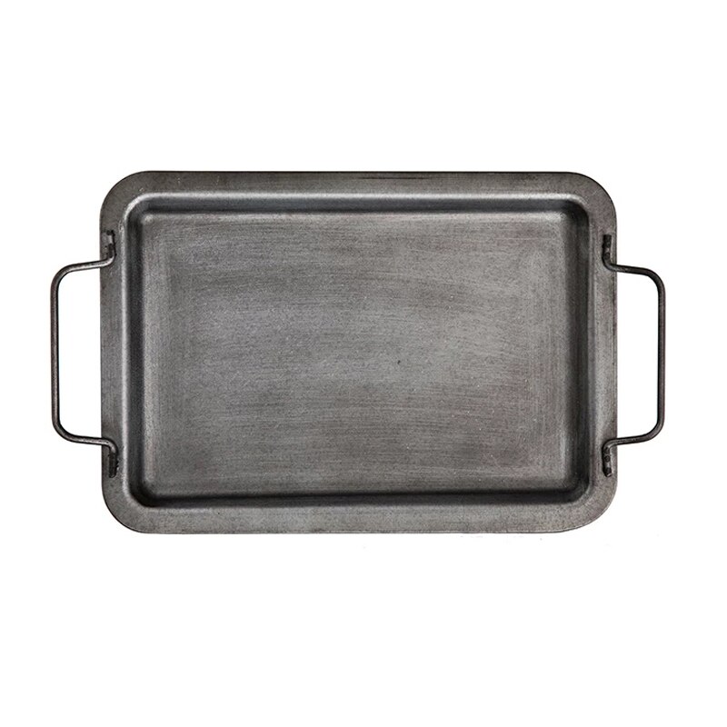 European Retro Square Iron Plate with Handles Meta... – Grandado