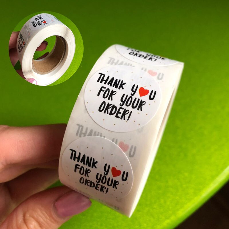 500pcs round thank you for your order sticker Hear... – Grandado