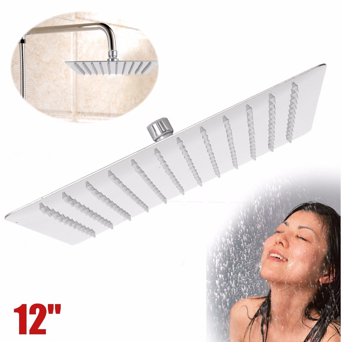 12 inch Stainless Steel Shower Head Square or Roun... – Vicedeal