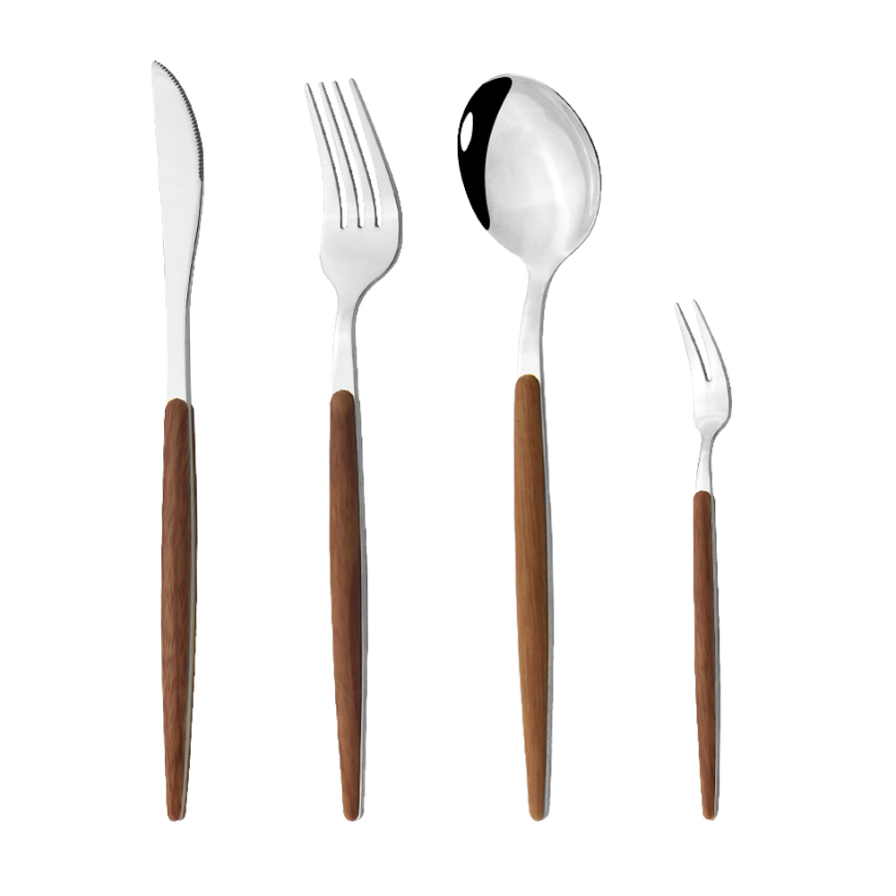 Western Silver 1/5Pcs Dinnerware Set Wood Handle S... – Vicedeal