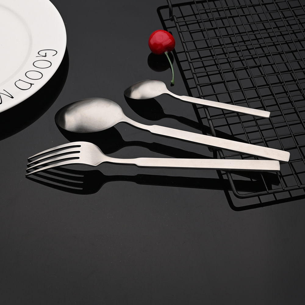 Silver Matte Flatware Cutlery Set Silver Dinner Se... – Grandado