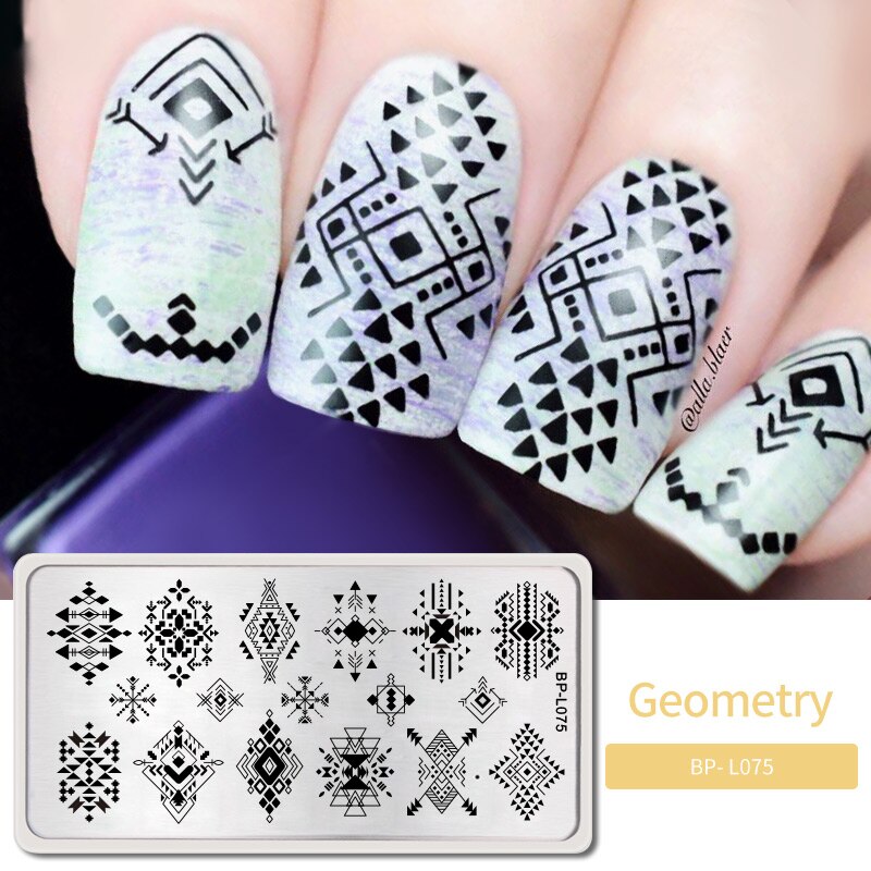Geboren Pretty Geometrische Nail Stempelkommen Nai... – Vicedeal