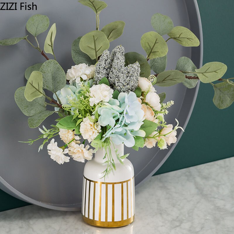 Nordic Rustic Home Decor Ceramics Vases Golden Gra... – Vicedeal