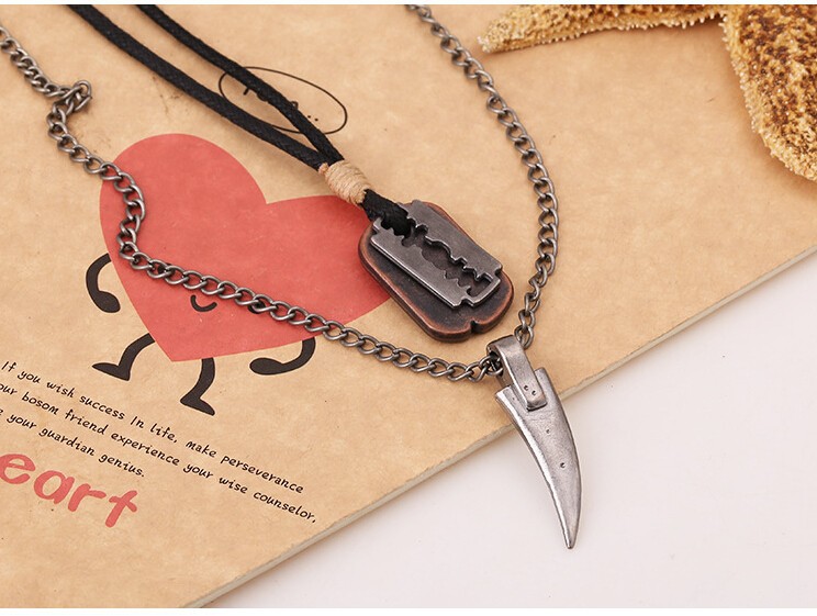 Vintage Mens Necklace Alloy Animal Wolf Tooth Razo... – Vicedeal