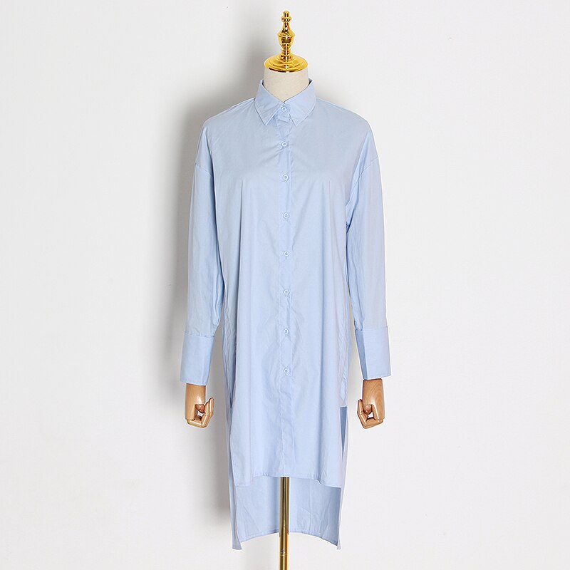 TWOTWINSTYLE White Women's Shirts Lapel Collar Lon... – Grandado