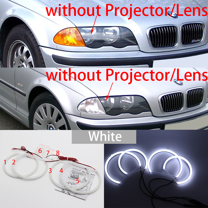 WHITE LED Headlight Halo Angel Demon Eyes Kit ange... – Grandado