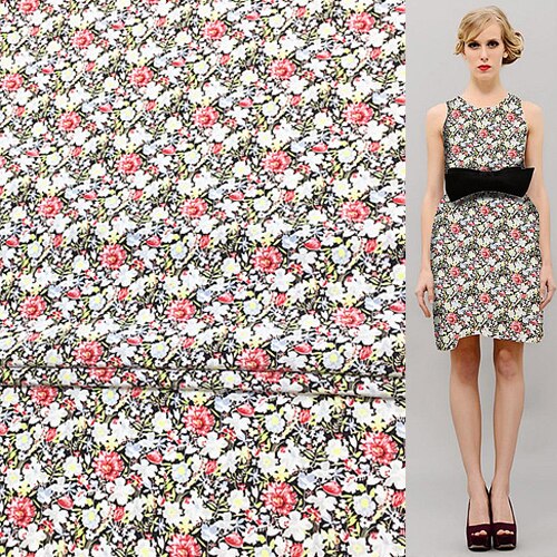 Small calico print pure silk Crepe DE chine fabric... – Vicedeal